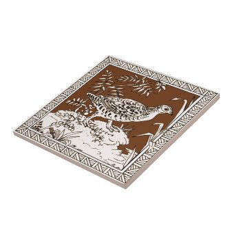 #8 of 12 Repro 1880s Minton Mocha Bird Series Ceramic Tile | Zazzle