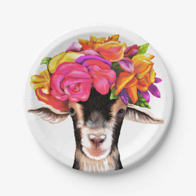 8 Paper Plates Posey the Goat | Zazzle