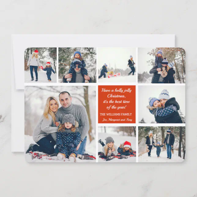8 Photo Christmas Collage Card | Zazzle