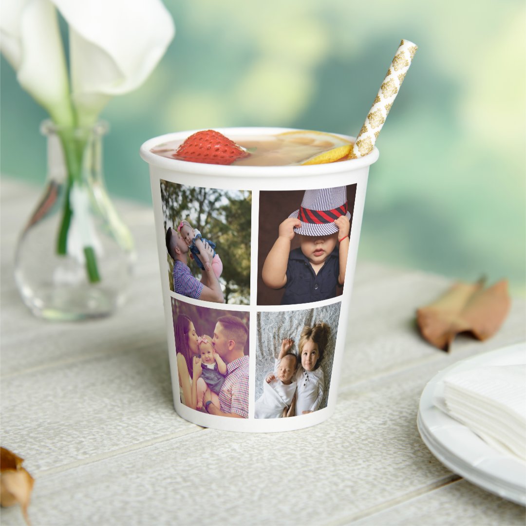 8 Photo Collage DIY Fun Personalized Coffee Paper Cups | Zazzle