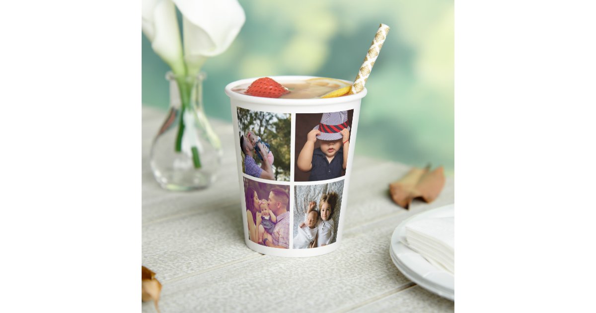 8 Photo Collage DIY Fun Personalized Coffee Paper Cups | Zazzle