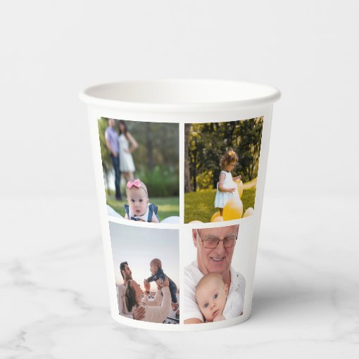 8 Photo Collage DIY Fun Personalized Coffee Paper Cups | Zazzle