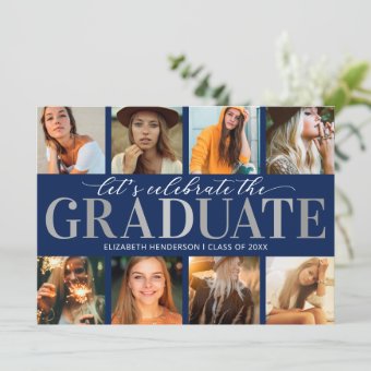 8 Photo Collage Modern Graduation Party Invitation | Zazzle