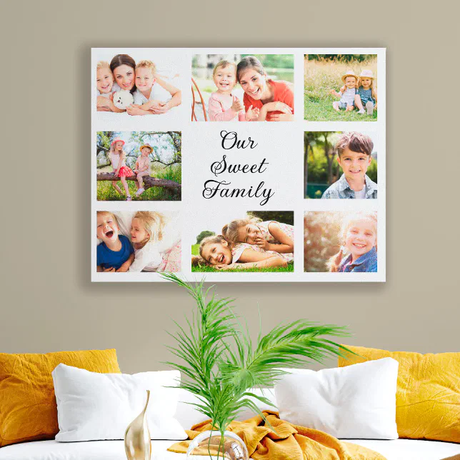 8 Photo Collage Our Sweet Family Canvas Print | Zazzle