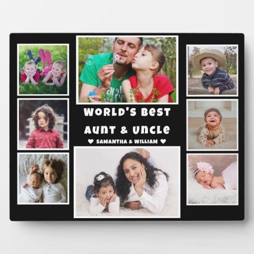 8 Photo Collage World's Best Aunt And Uncle Plaque | Zazzle
