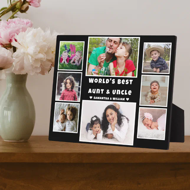 8 Photo Collage World's Best Aunt And Uncle Plaque | Zazzle
