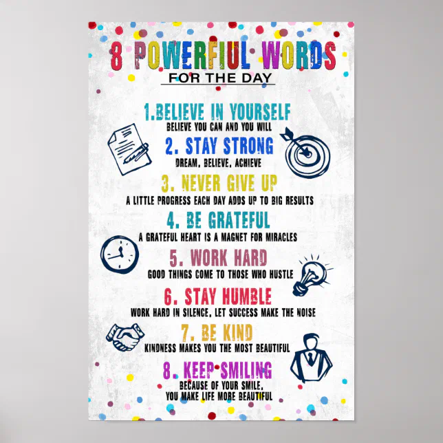 8 Powerful Words Poster | Zazzle