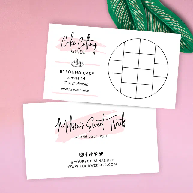 8" Round Cake Cutting Guide 2x2 Event Portions Enclosure Card | Zazzle