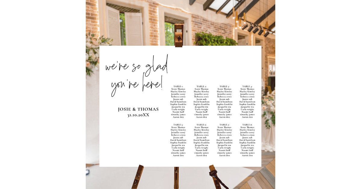 8 tables Elegant Calligraphy Wedding Seating Plan Foam Board | Zazzle
