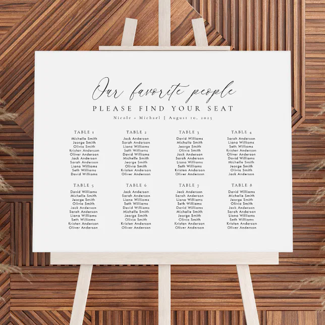 8 Tables Our Favorite People Seating Chart Plan | Zazzle