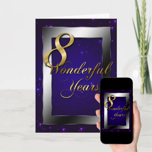 8 Wonderful Years (anniversary card) Card | Zazzle