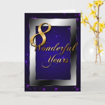 8 Wonderful Years (anniversary card) Card | Zazzle