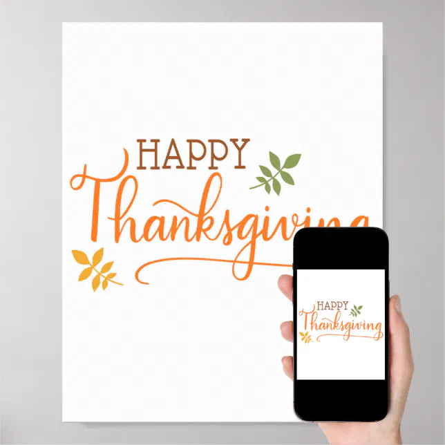 8 x 10 Printable – Happy Thanksgiving Poster | Zazzle