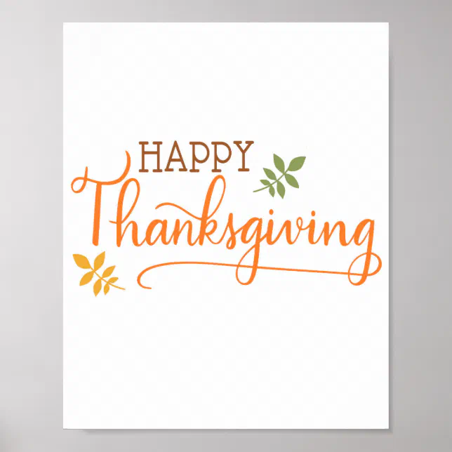 8 x 10 Printable – Happy Thanksgiving Poster | Zazzle