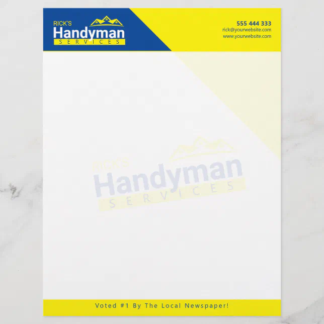 8" x 11" Handyman Business Custom Logo Letterhead | Zazzle