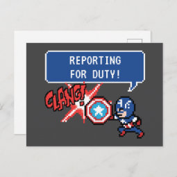 8Bit Captain America Attack - Reporting For Duty! Postcard | Zazzle
