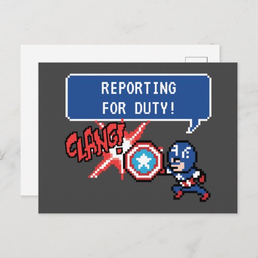 8Bit Captain America Attack - Reporting For Duty! Postcard | Zazzle