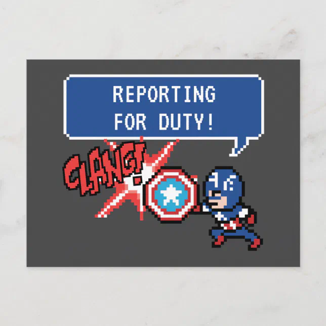 8Bit Captain America Attack - Reporting For Duty! Postcard | Zazzle