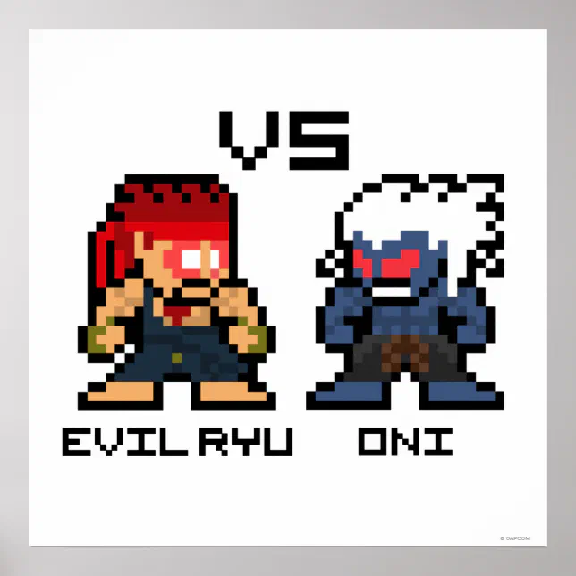 8bit Evil Ryu VS Oni Poster | Zazzle