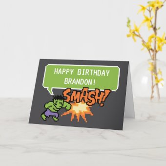 8Bit Hulk Attack - Hulk Smash! Card | Zazzle