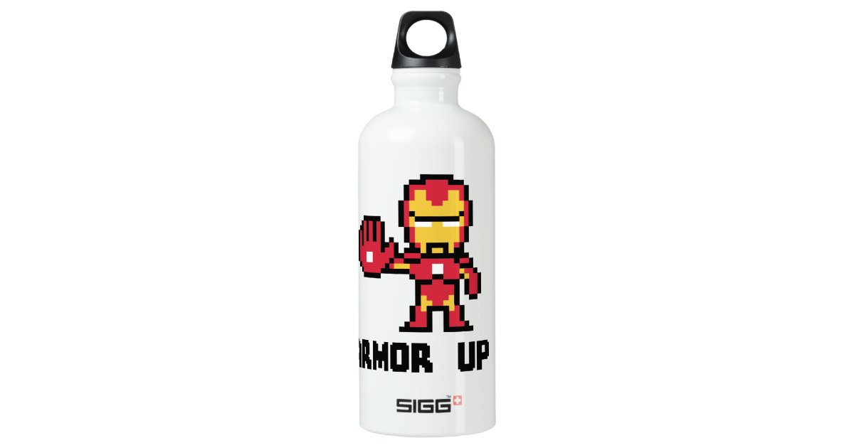 8Bit Iron Man - Armor Up! Aluminum Water Bottle | Zazzle