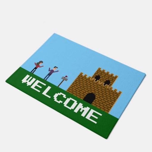 8Bit Pixel Gamer Welcome Home Doormat | Zazzle