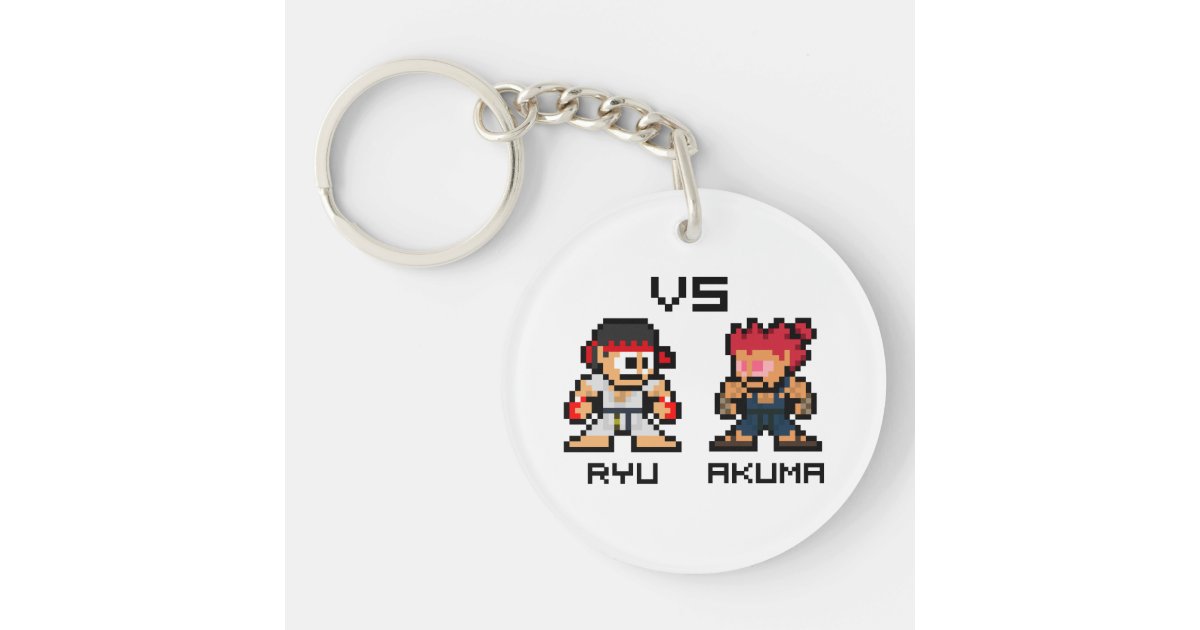 8bit Ryu VS Akuma Keychain | Zazzle