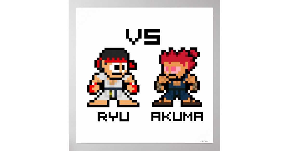 8bit Ryu VS Akuma Poster | Zazzle