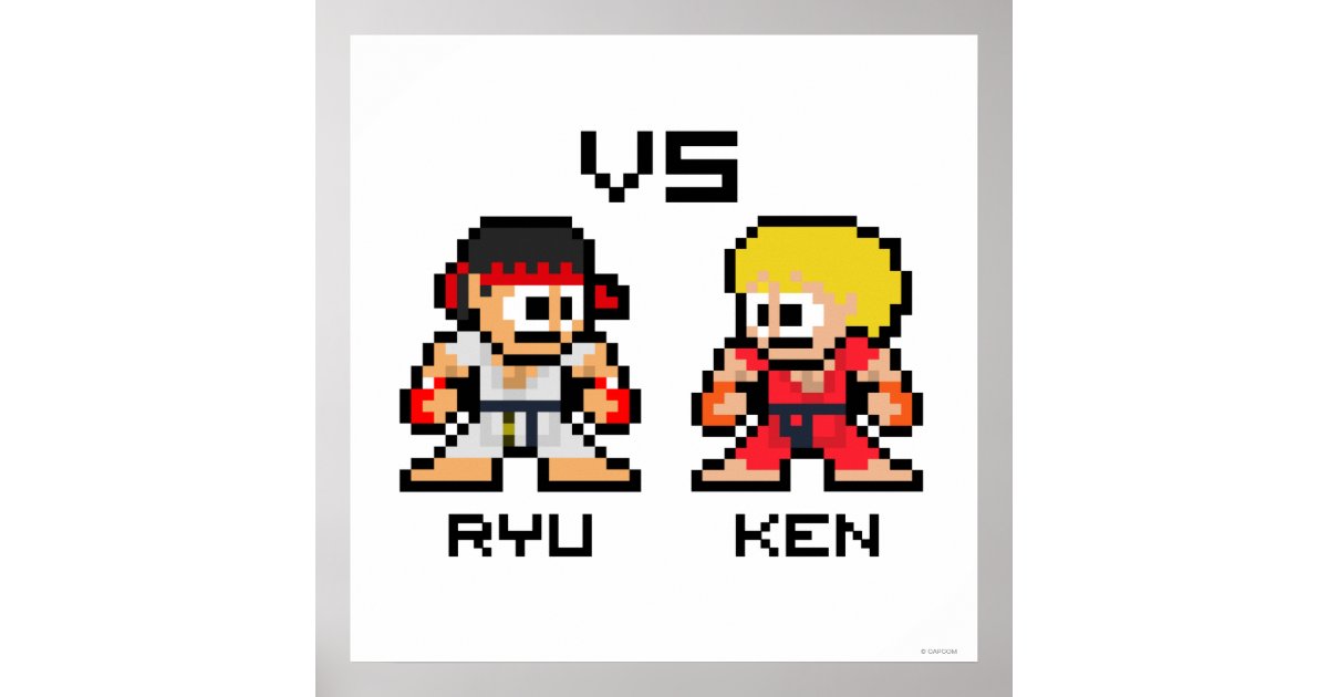 8bit Ryu VS Ken Poster | Zazzle