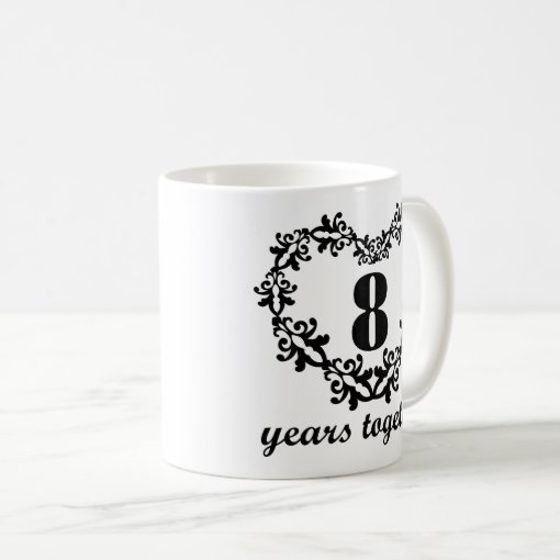 8th Anniversary 8 Years Together Heart Gift Mug | Zazzle