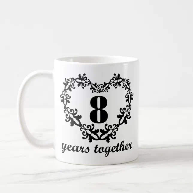 8th Anniversary 8 Years Together Heart Gift Mug | Zazzle