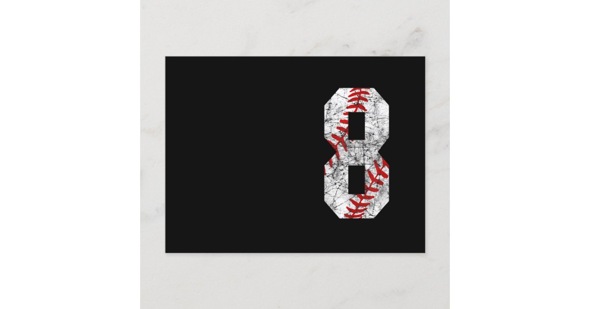 8th Birthday Baseball Big Number Eight 8 Year Old Postcard | Zazzle