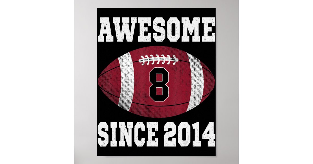 8th Birthday Football Player 8 Years Old Vintage R Poster | Zazzle