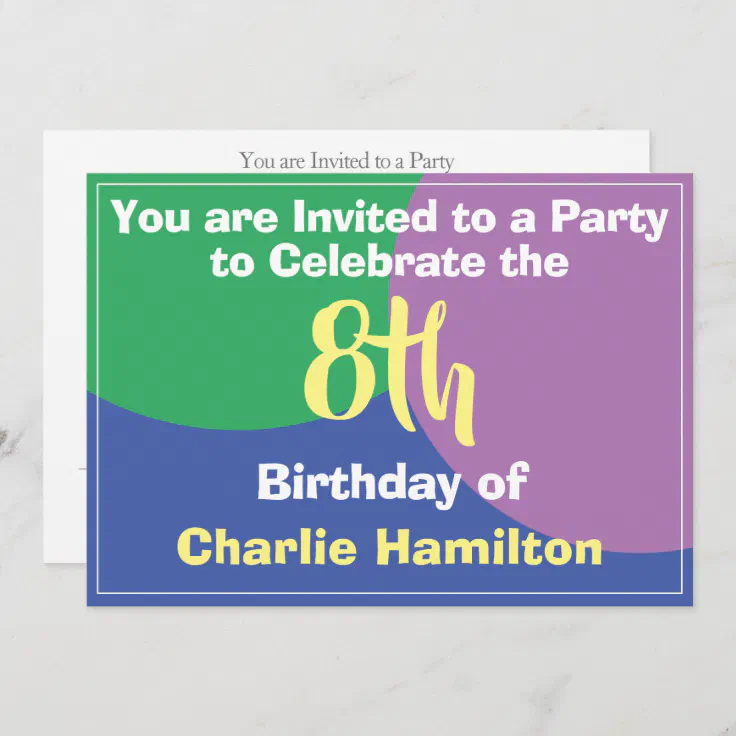 8th Birthday Invitation | Zazzle