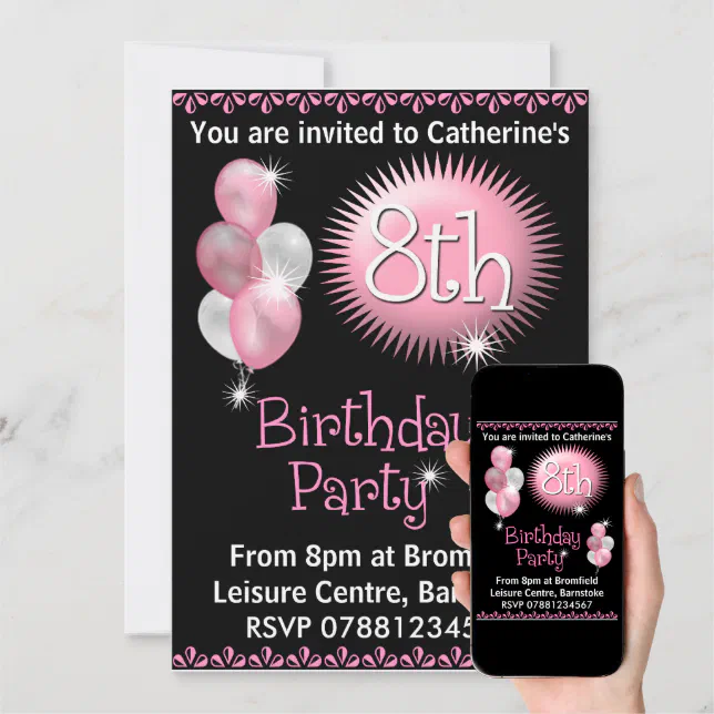 8th Birthday Party Invitation | Zazzle