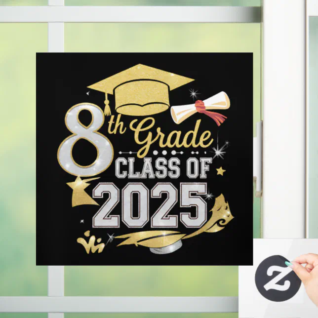 8th Grade Class Of 2025 Graduate Graduation Window Cling | Zazzle