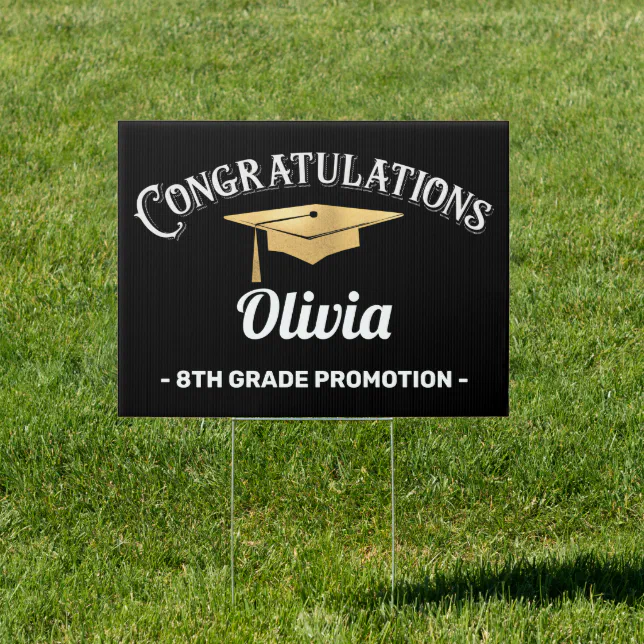 8th Grade Gold Black Graduation Promotion Sign | Zazzle