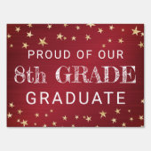 8th Grade Graduate Metallic Red Gold Stars Lawn Sign | Zazzle