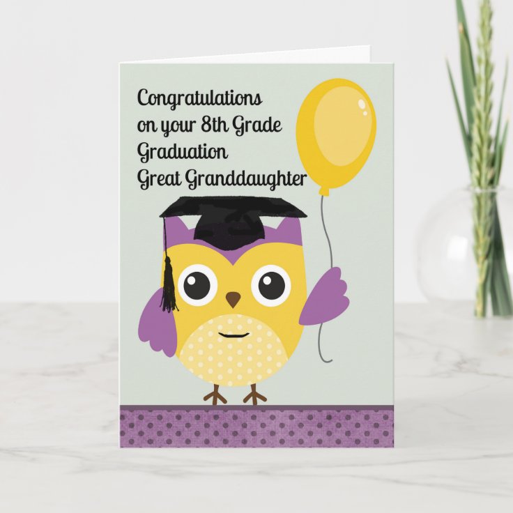 8th Grade Graduation Card for Great Granddaughter | Zazzle