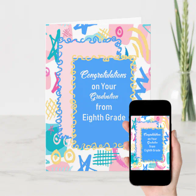 8th Grade Graduation Card, Trendy Design Card | Zazzle