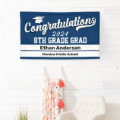 8th Grade Graduation Dark Blue and White Banner | Zazzle