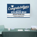 8th Grade Graduation Dark Blue and White Banner | Zazzle