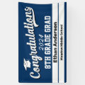 8th Grade Graduation Dark Blue and White Banner | Zazzle
