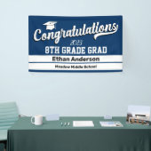 8th Grade Graduation Dark Blue and White Banner | Zazzle
