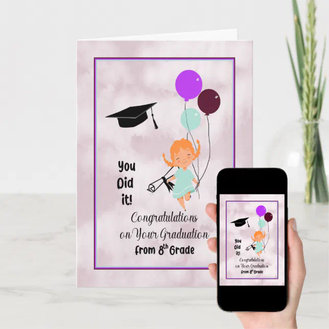 8th Grade Graduation for Female Child Card | Zazzle
