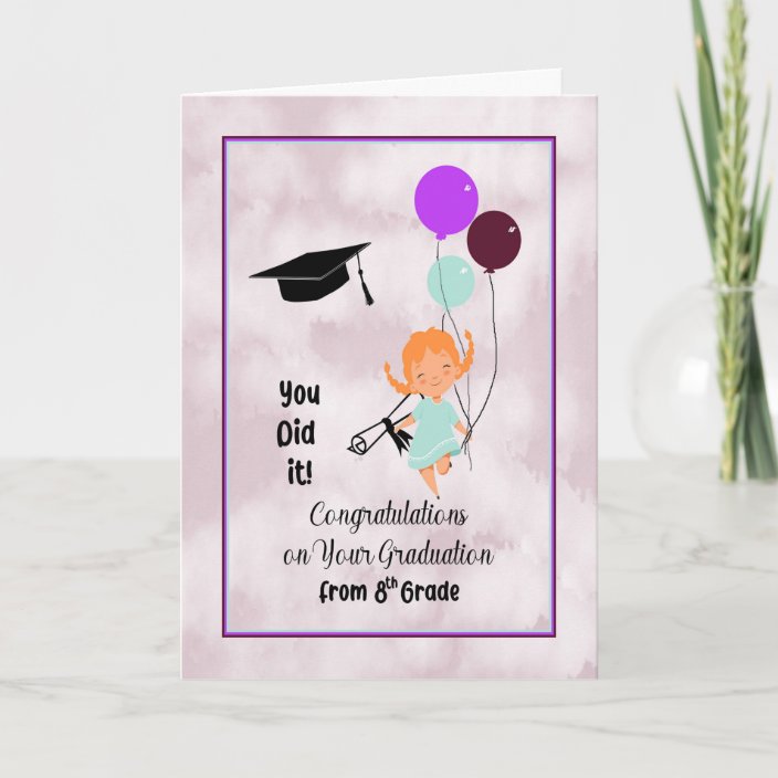 8th Grade Graduation for Female Child Card | Zazzle.com