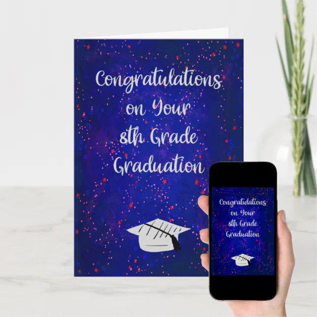 8th Grade Graduation with Stars & Cap Card | Zazzle