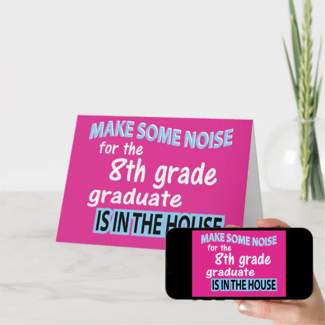 8th Grade School Graduate Pink Congratulations Card | Zazzle