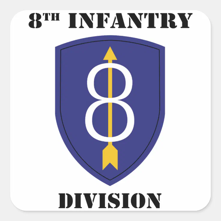 8th infantry Division With Text Square Sticker | Zazzle