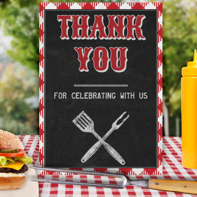 8x10 Backyard BBQ Birthday Thank You Table Sign | Zazzle